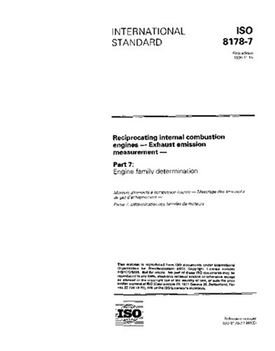 ISO 8178-7:1996, Reciprocating internal combustion engines - Exhaust ...