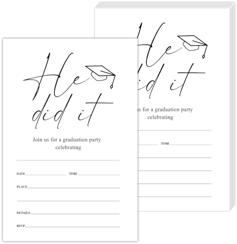 Amazon.com : He Did It Graduation Invitations with Envelopes for Junior ...