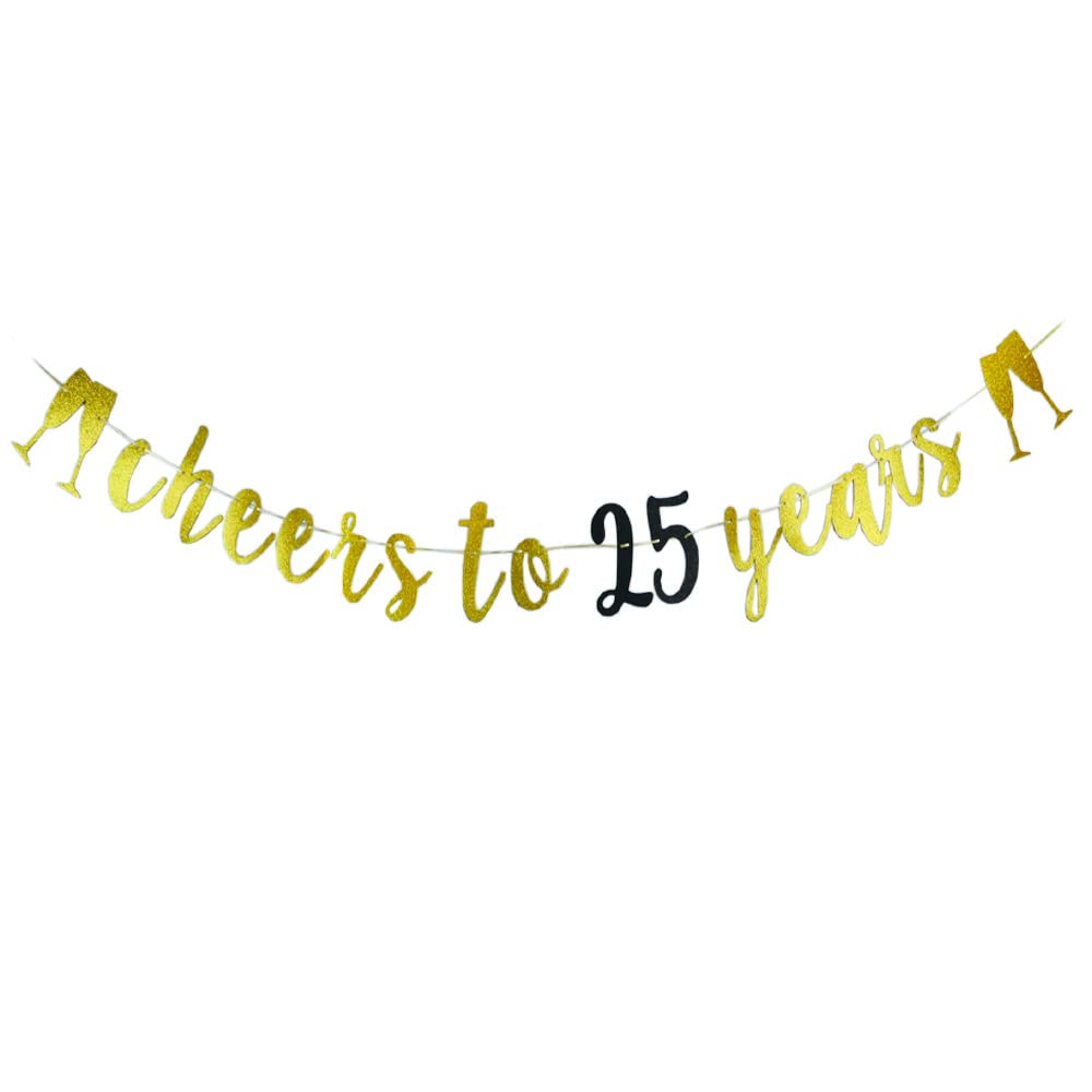 Amazon.com: Cheers To 25 Years Banner For Happy 25th Birthday Party ...