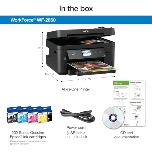Epson Workforce WF-2860 All-in-One Wireless Color Printer with Scanner ...