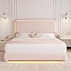 Amazon.com: Full Bed Frame, Soft Teddy Fleece Upholstered Platform ...