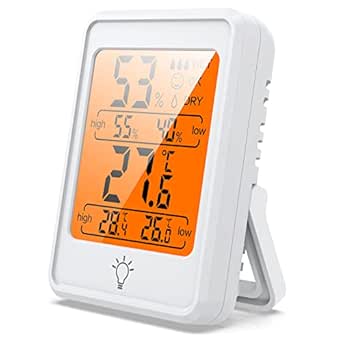 Amazon.com: Thermometer Hygrometer, Touch LCD Portable Indoor ...