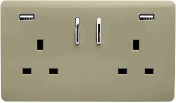Trendi 2 Gang Artistic Modern Glossy 13 Amp 2 x 3.1mA USB Switched Plug ...