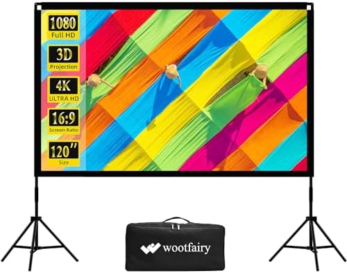 Amazon.com: Projector Screen with Stand, Wootfairy 120 inch Portable ...