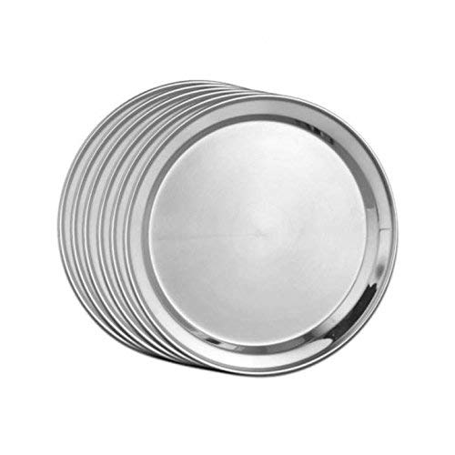 Buy Bright Metal Stainless Steel Dinner Plates, 30 cm, 6-Piece, Silver ...