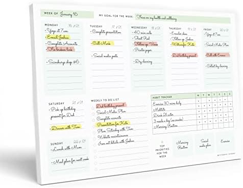 Weekly Planner Pad with To Do and Habit Tracker (A4 Weekly Planner ...