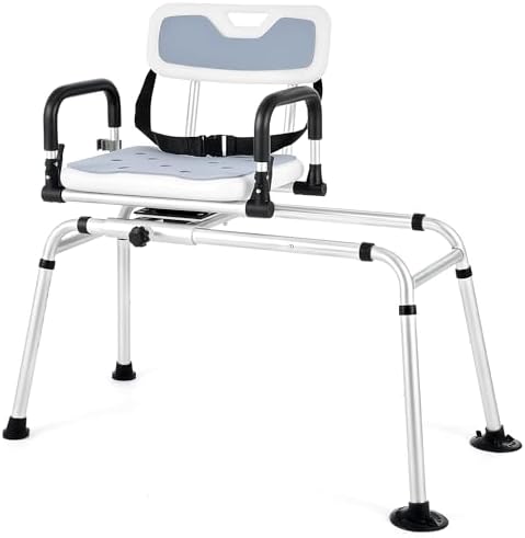Amazon.com: ELENKER Sliding Shower Chair with Swivel Seat, Tub Transfer ...