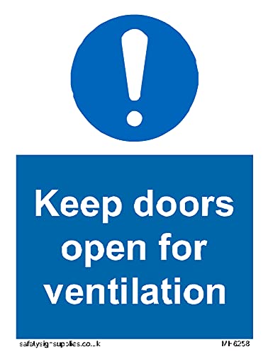 Pack of five – Keep doors open for ventilation Sign – 75x100mm – BigaMart