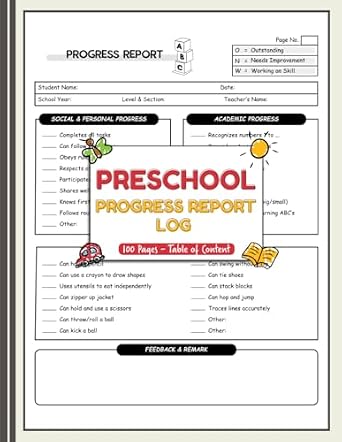 Preschool Progress Report Log: Pre-K Student Progression & Readiness ...
