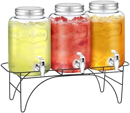 Amazon.com | MosJos Drink Dispenser Set of 3 - Beverage Dispenser with ...