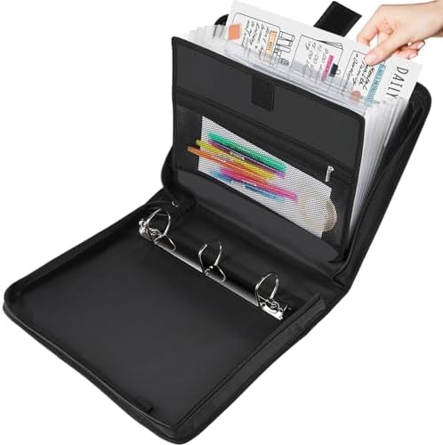 KTRIO Carpeta con cierre, organizador de 3 anillos de 2.5 pulgadas con ...