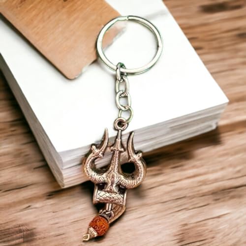 M Men Style Lord Shiva Trishul Rudraksha Bead Damru Keychain Keyring ...