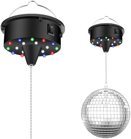 Meagoo Disco Ball with Motor and Light, 8" Hanging Mirror Ball and 6RPM ...