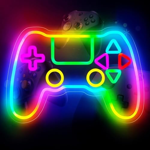 Gamer Neon Sign, LED Game Controller Gamepad Gaming Neon Light Sign for ...