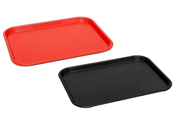 Everbuy® Plastic Home/Restarunt Food Serving Tray 40 cm x 30cm (Black ...