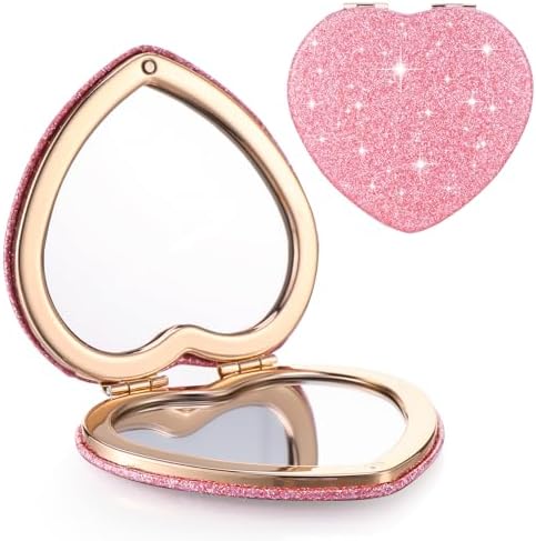 Amazon.com: Dimeho Compact Folding Mirror Heart Shaped Magnifying Mini ...