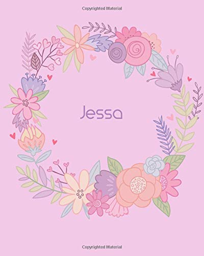 Jessa: 110 Lined Pages 8x10 Cute Pink Blossom Design with Lettering ...