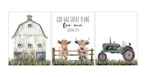 Amazon.com: Christian Barnyard Rustic Farm Highland Cow Tractor Nursery ...