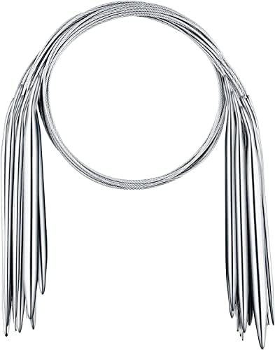 11 Pieces Stainless Steel Circular Knitting Needles Set, 80cm Crochet ...