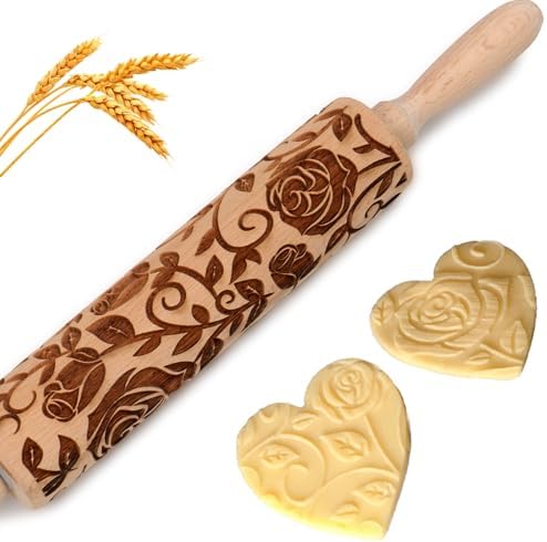 Amazon.com: Rolling Pins for Baking, Christmas Wooden Rolling Pin, Deep ...