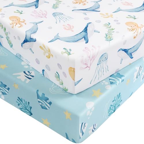 Amazon.com : Nyessmee Baby Crib Sheets for Boys and Girls, Fitted Crib ...