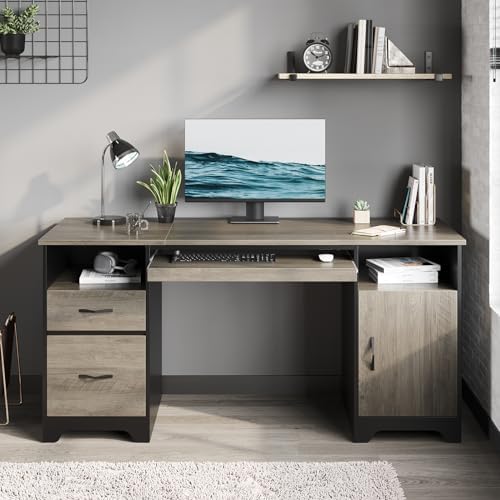 Amazon.com: Tribesigns Computer Desk with 3 Drawers, 59-Inch PC Desk ...