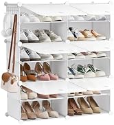 Amazon.com: SANGMUCEN Interlocking Shoe Rack, 8 Cubes Plastic Shoe ...