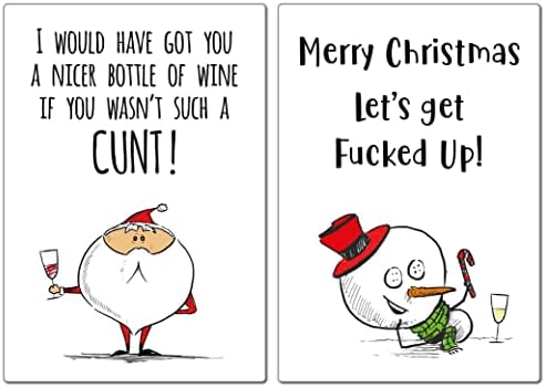 (2 Pack) Rude Christmas Wine Bottle Labels - Funny Santa C**T & F**KED ...
