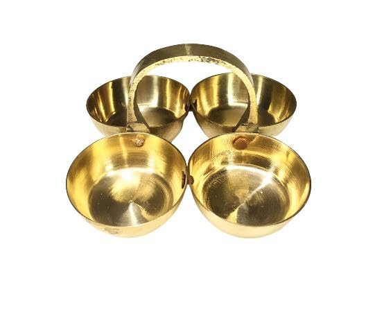 Buy Brass Puja Chowmukh | Chokra Chopala Bowl Stand for Haldi, Kumkum ...