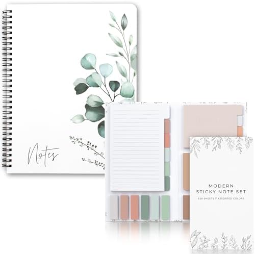 Amazon.com : Aesthetic Sticky Notes and Spiral Notebook Journal Bundle ...