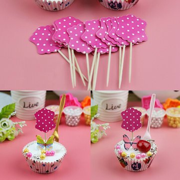 12Pcs/pack Paper Cake Topper Birthday Party Cupcake Food Picks Toppers ...
