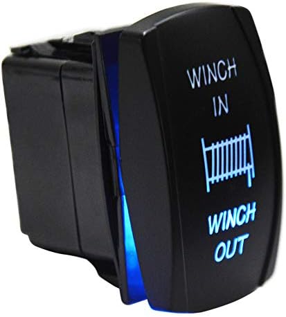XJMOTO 7Pin Winch in Out Momentary Rocker Toggle Switch Blue Backlit ...
