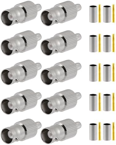 Amazon.com: POBADY 10 PCS BNC Female Connectors 50 Ohm BNC Female Crimp Connector for RG58 RG142 ...