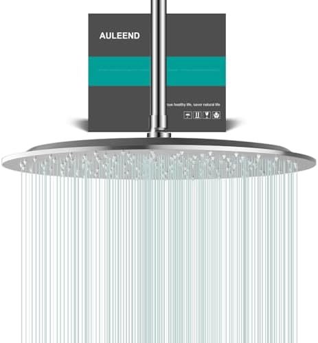 AULEEND 16 Inch Round Shower head, High Flow Stainless Steel Rainfall ...
