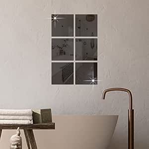 Buy Decor1ders 6 Big Square Black Mirror for Wall Stickers Large Size ...