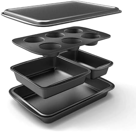 Amazon.com: Baker's Secret Stackable Baking Set of 5 Bakeware Pans ...