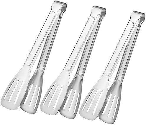 OZYAN 3Pcs Kitchen Tongs - 9'' Stainless Steel Food Serving Tongs ...