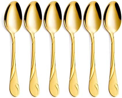 Amazon.com: ReaNea Gold Teaspoons Set of 12, Stainless Steel Dessert ...