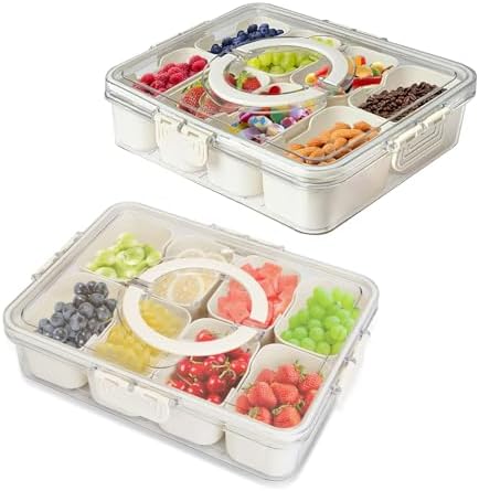 Amazon.com | JEESA Divided Serving Tray with Lid and Handle 2 Pack ...