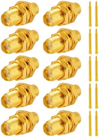 Amazon.com: POBADY 10 PCS RP-SMA Connectors RP-SMA Female Bulkhead with Male Pin Solder ...