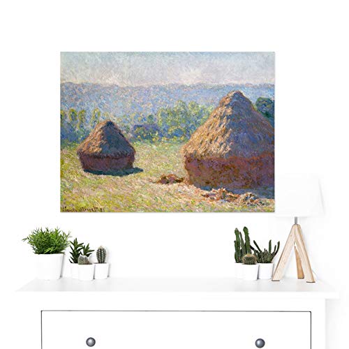 Claude Monet Haystacks End Of Summer Large Art Print Poster Wall Decor Premium Mural – BigaMart
