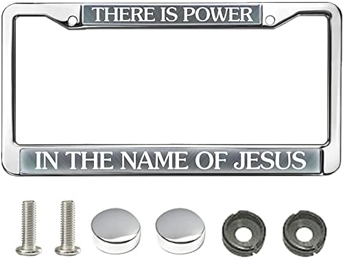Amazon.com: Stainless Steel Metal License Plate Frame There is Power in ...