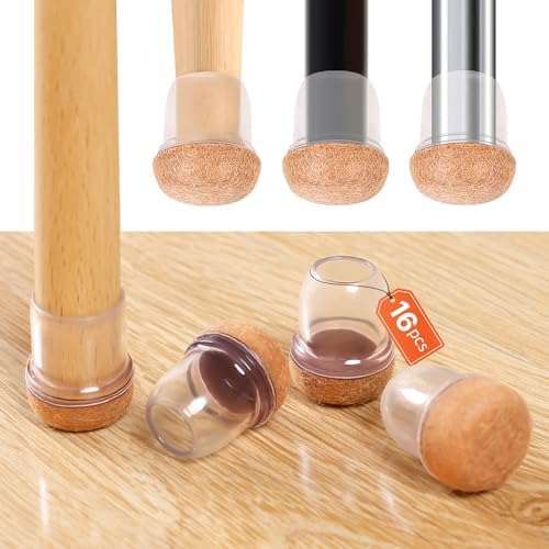 Extra Small Chair Leg Floor Protectors, 16PCS Silicone Chair Leg Caps, Felt Chair Leg Pads for ...