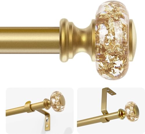Amazon.com: 2 Pack 1 inch Gold Curtain Rod with Bubble Glass Ball ...