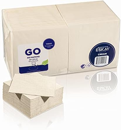 Amazon.com: 100 Cream Scalloped Cocktail Napkins, 3 Ply 5 x 5 Inch ...