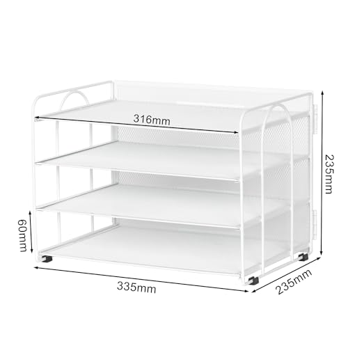 EasyPAG 4 Tier Desktop A4 Mesh Filing Tray Office Desk Tidy File Holder ...