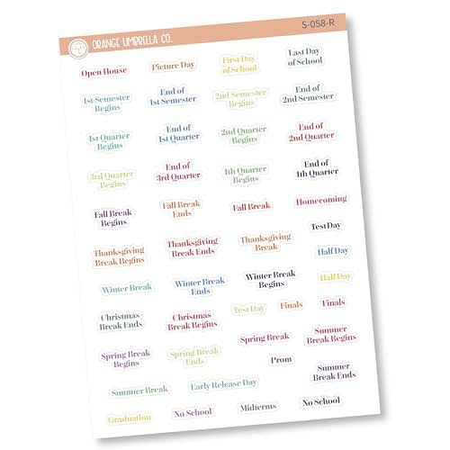 Amazon.com: Mini US School Holiday Planner Stickers | Special Days To ...