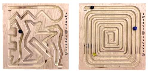 Amazon.com: Double Sided Marble Maze Wood Swerve and Curve Marble ...
