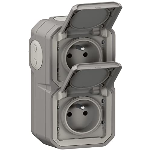 Legrand – Double socket with earthing contact, waterproof, pre-wired ...