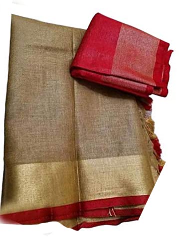 Buy Anaya Handloom Women's Bhagalpuri Linen Saree With Blouse Piece ...
